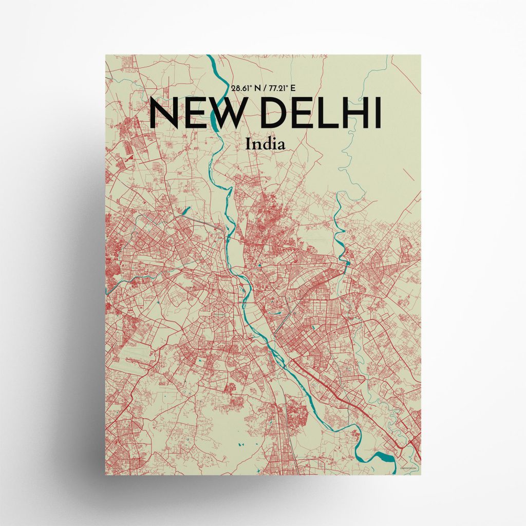 New Delhi City Map, Art Print, Wall Decor - OurPoster.com