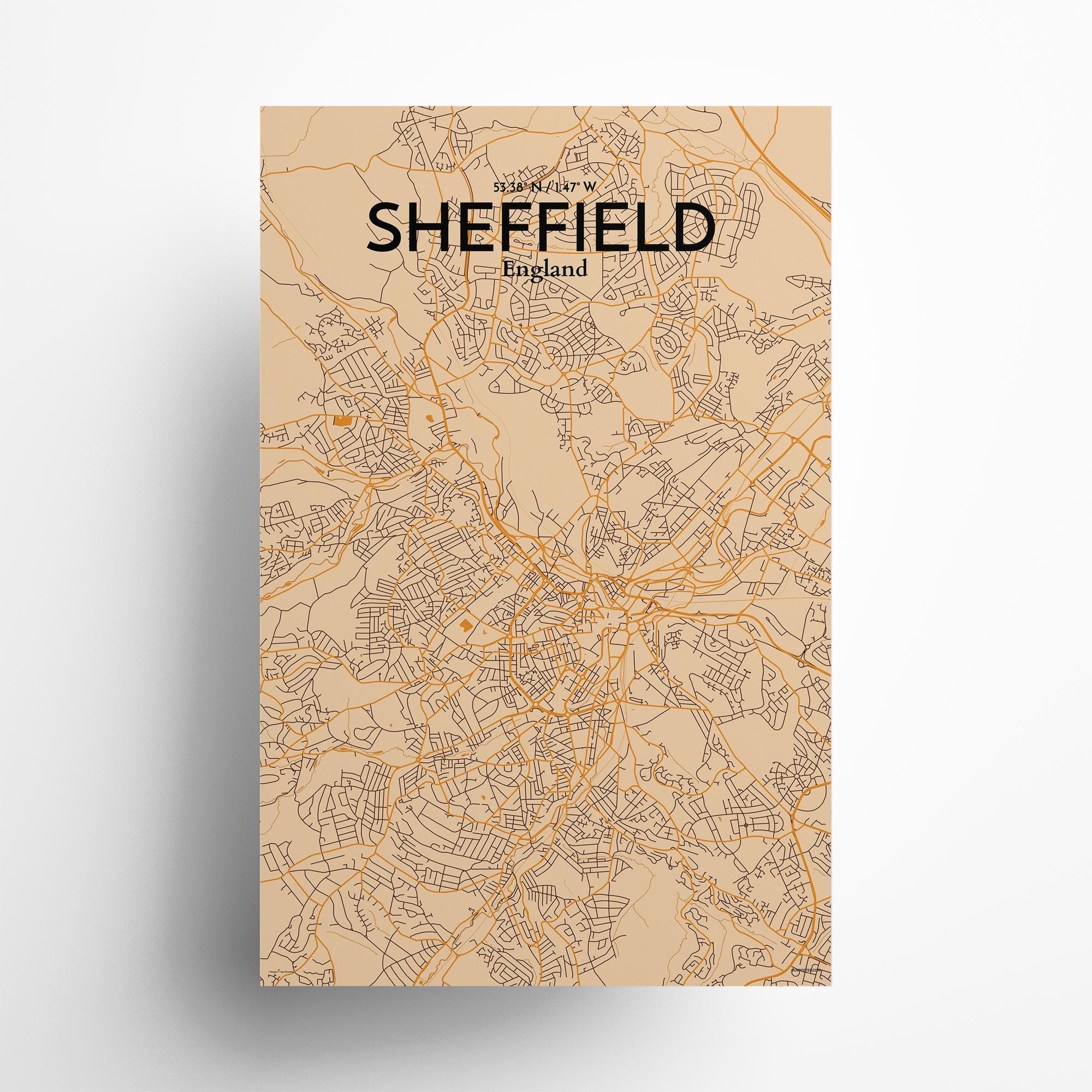 Sheffield City Map, Art Print, Wall Decor - OurPoster.com