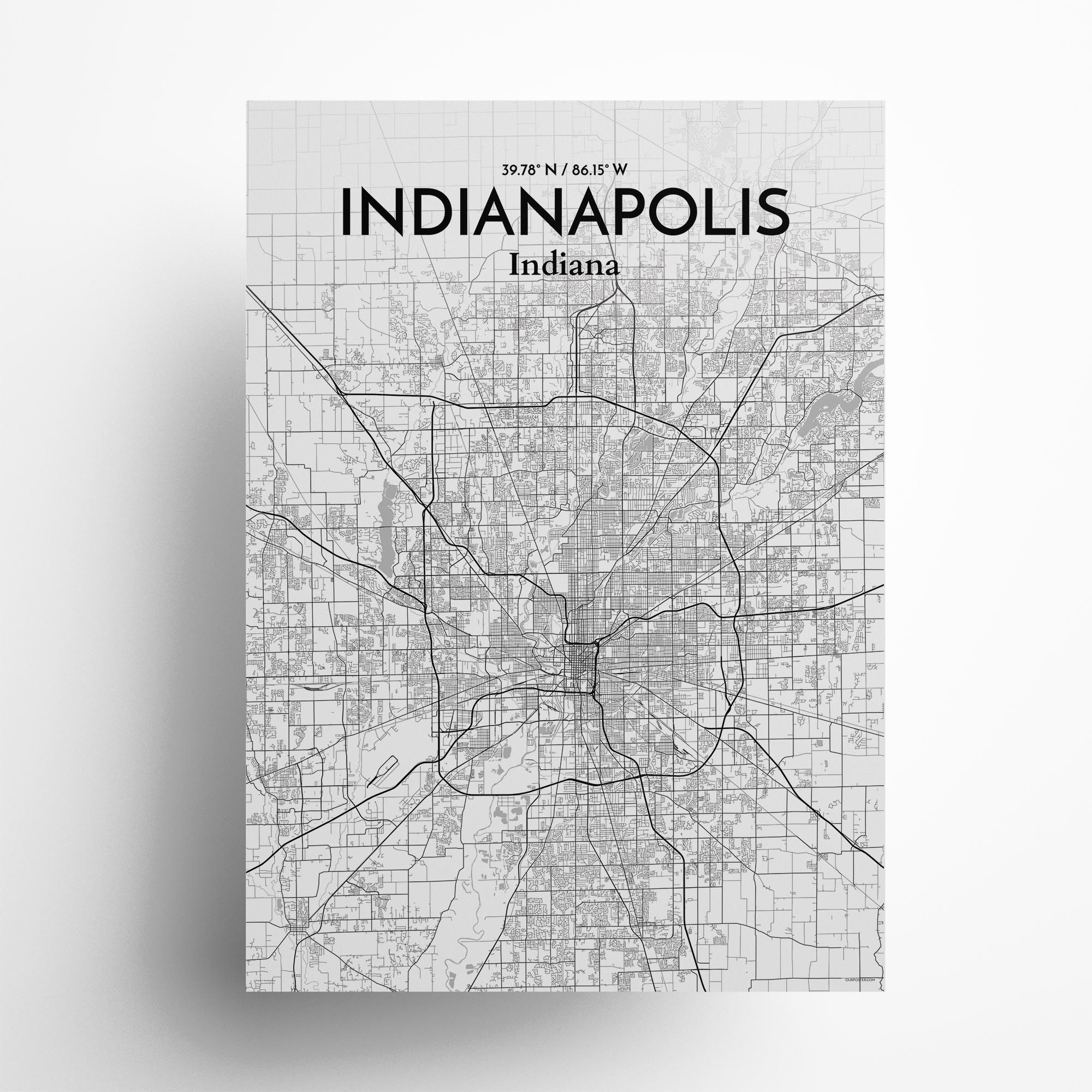 Indianapolis City Map, Art Print, Wall Decor - OurPoster.com