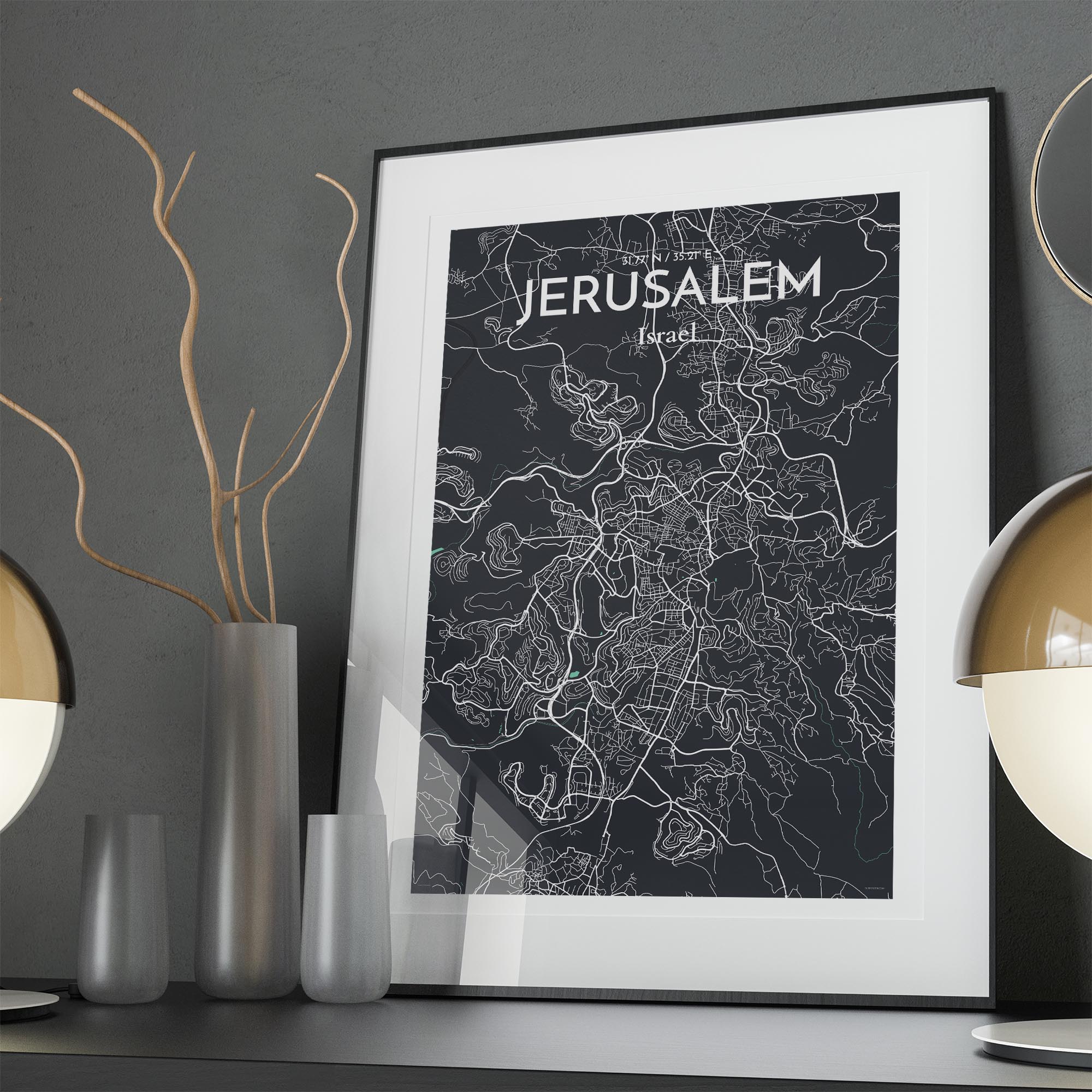 Jerusalem City Map, Art Print, Wall Decor - OurPoster.com