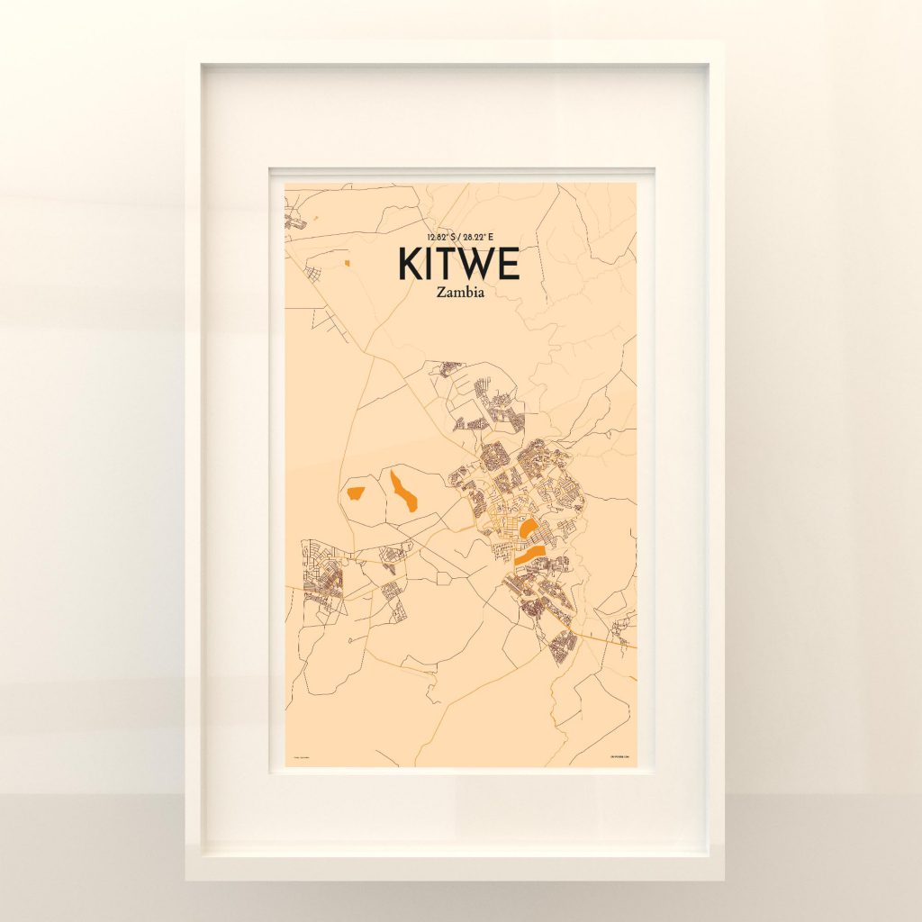 Kitwe City Map, Art Print, Wall Decor - OurPoster.com