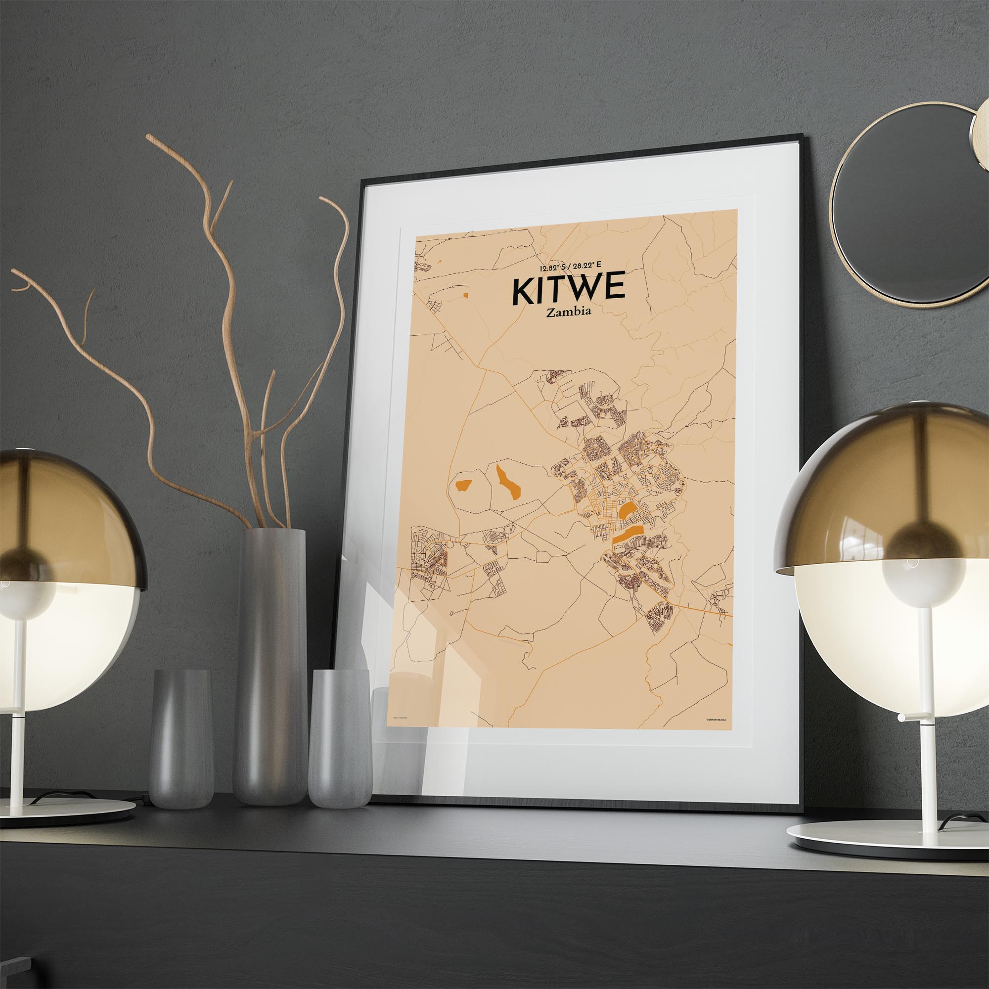 Kitwe City Map, Art Print, Wall Decor - OurPoster.com