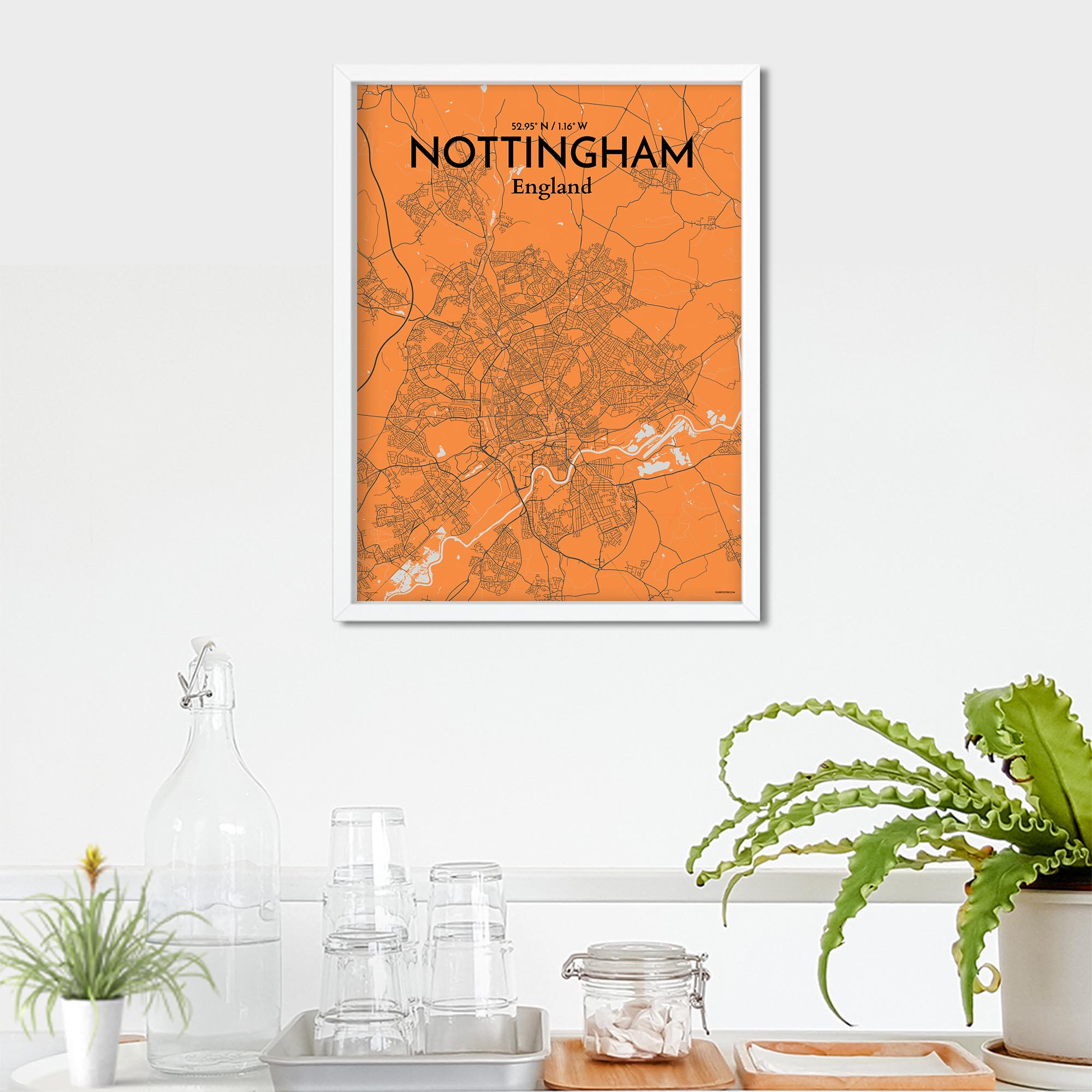 Nottingham City Map, Art Print, Wall Decor - OurPoster.com