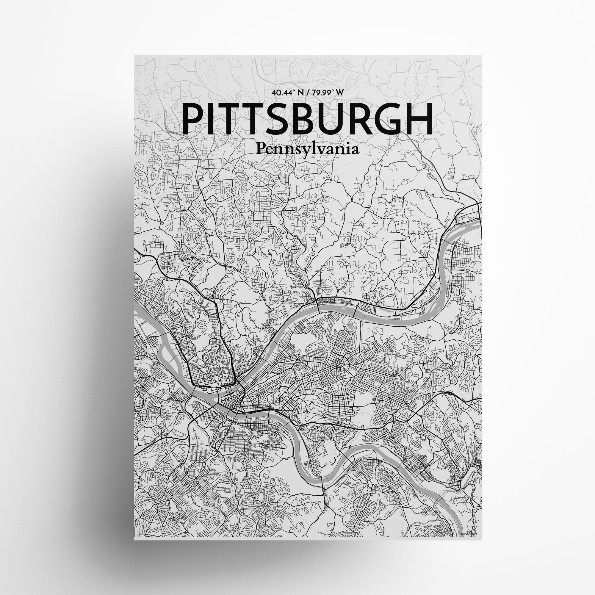 Pittsburgh City Map, Art Print, Wall Decor - OurPoster.com