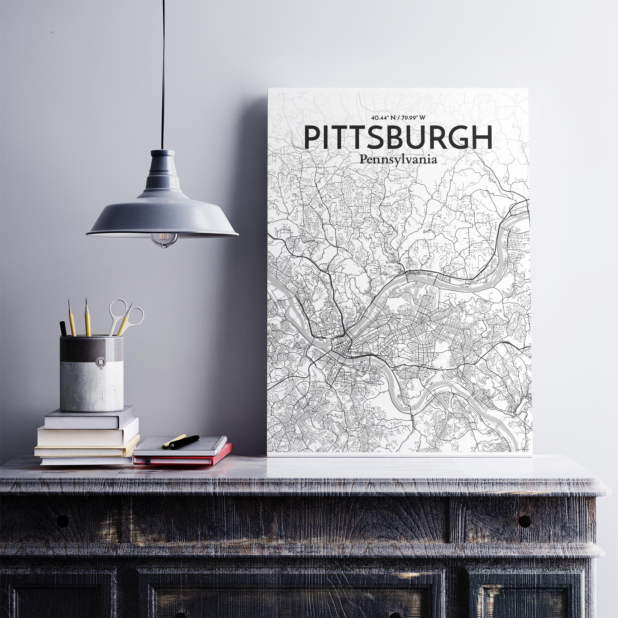 Pittsburgh City Map, Art Print, Wall Decor - OurPoster.com