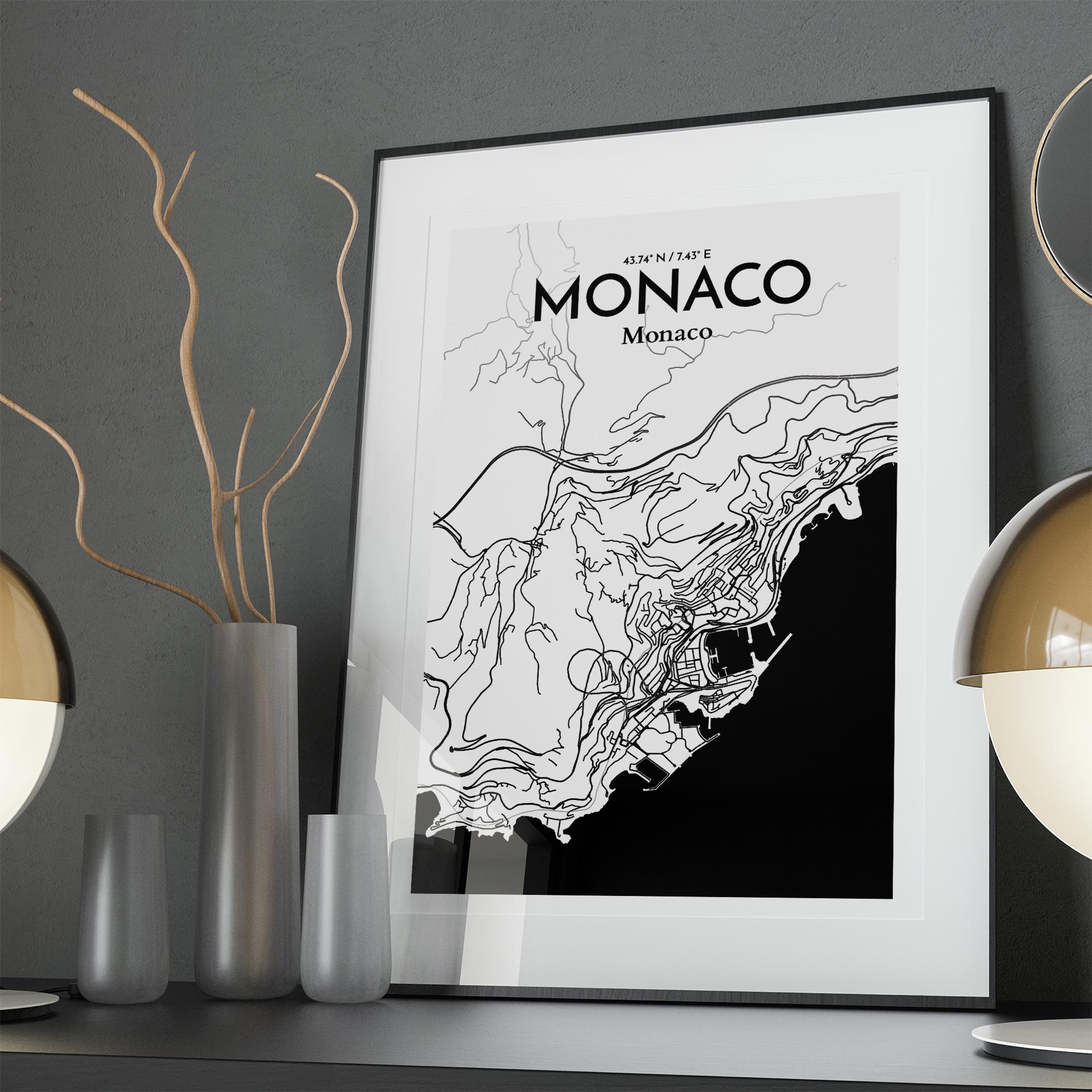 Monaco City Map, Art Print, Wall Decor - OurPoster.com