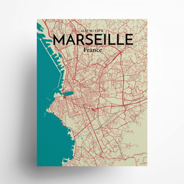Marseille City Map, Art Print, Wall Decor - OurPoster.com