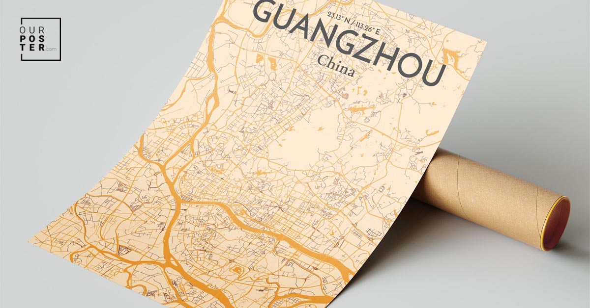 Guangzhou City Map, Art Print, Wall Decor - OurPoster.com