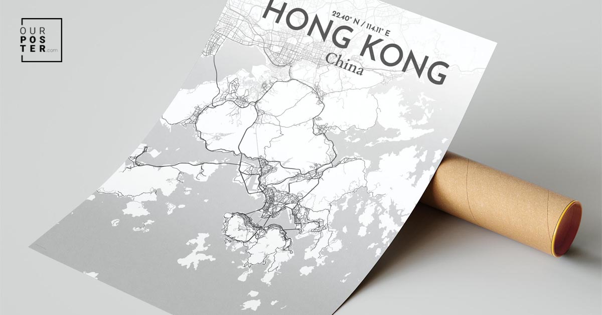 Hong Kong City Map, Art Print, Wall Decor - OurPoster.com