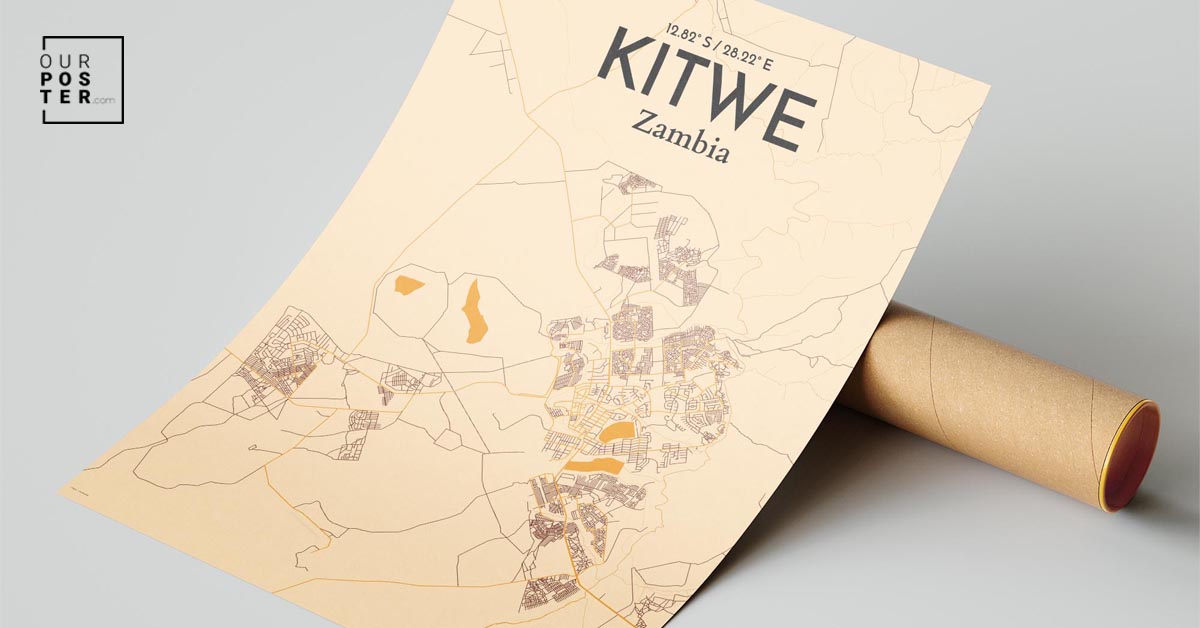 Kitwe City Map, Art Print, Wall Decor - OurPoster.com
