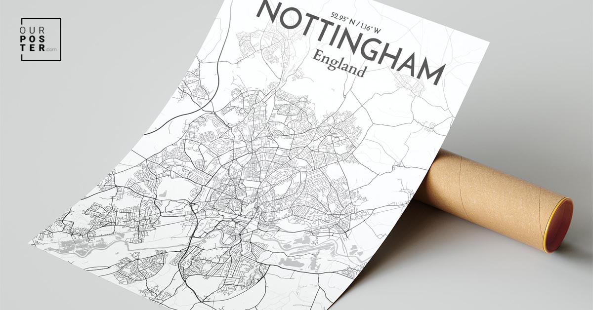 Nottingham City Map, Art Print, Wall Decor - OurPoster.com